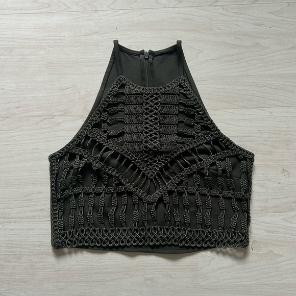 Tops | Army Green Bohemian Crop Top | Poshmark